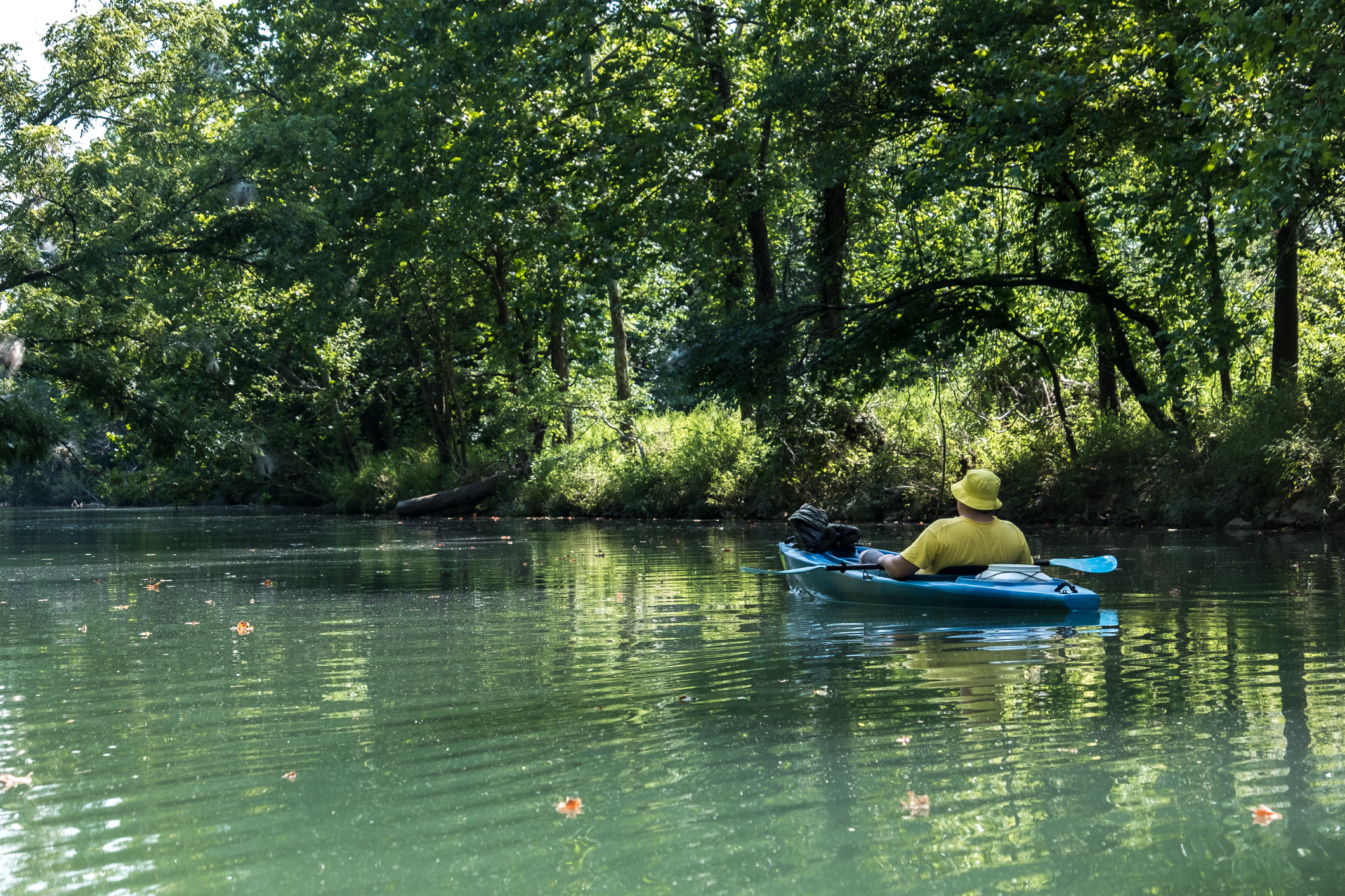 Kayaking on the James River above Lake Springfield - Ozarks Walkabout